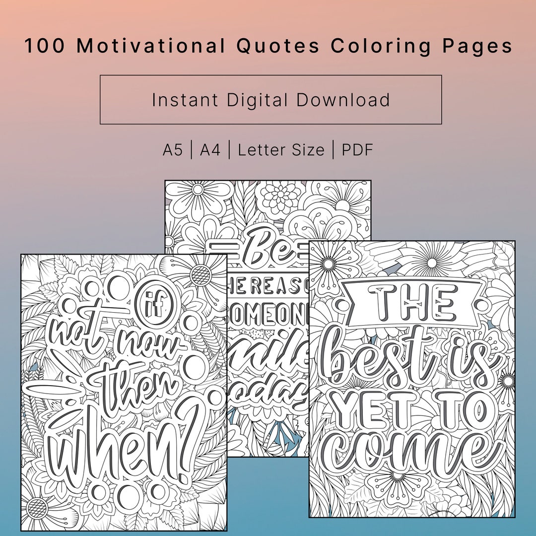 100 Motivational Quotes Coloring Pages - Etsy