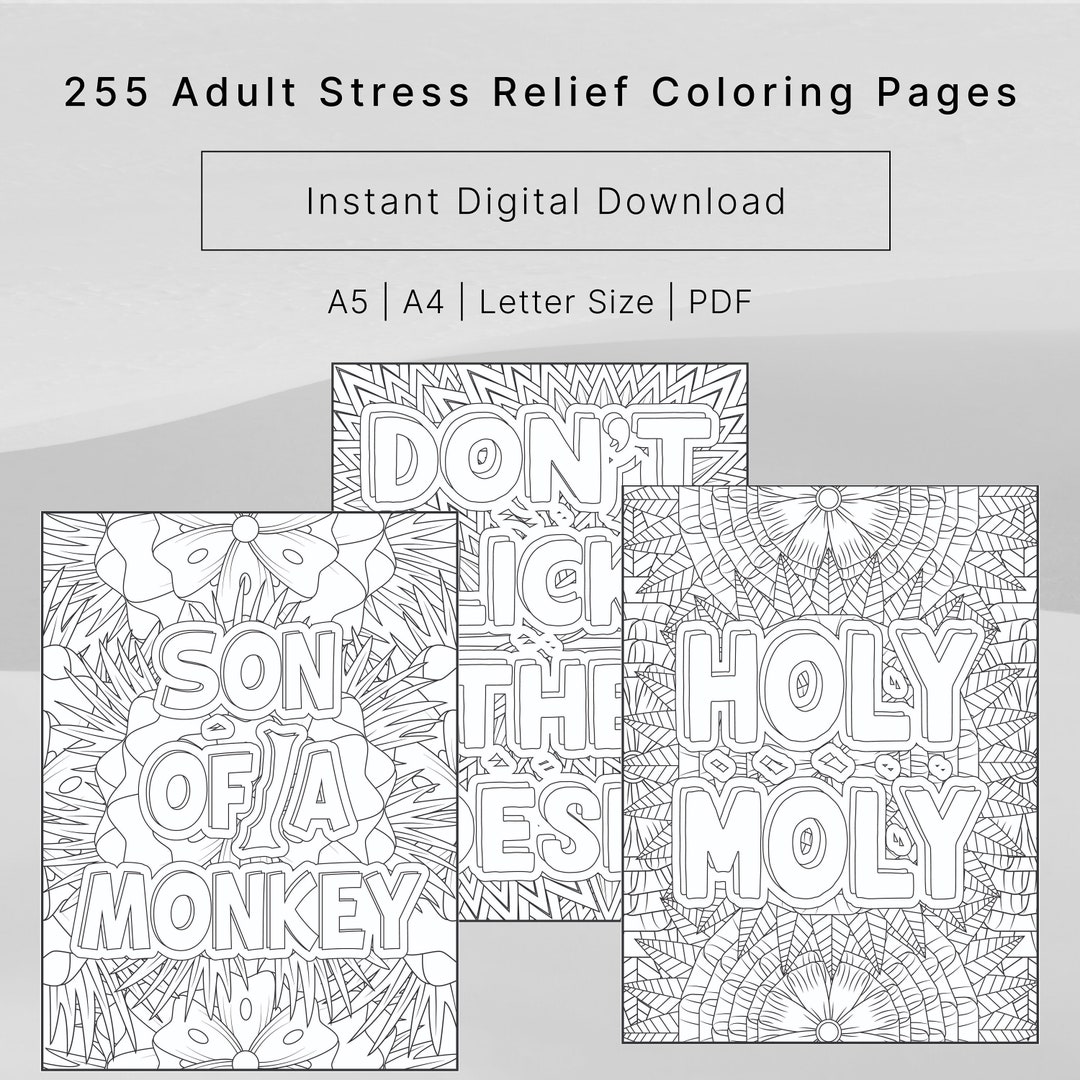 255 Stress Relief Adults Coloring Pages - Etsy