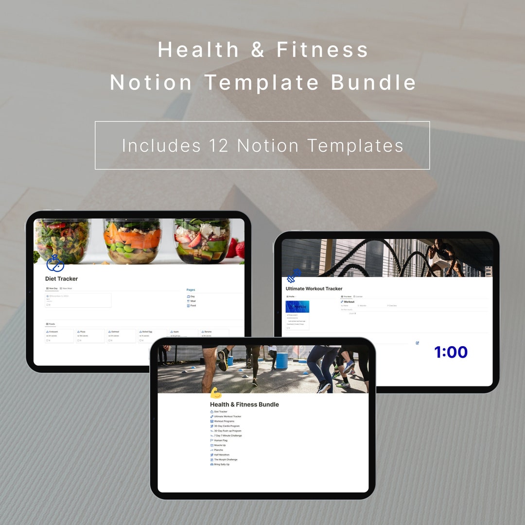 Health & Fitness Notion Template Bundle - Etsy