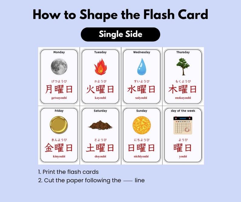 Japanese Flashcards - Numbers and Days (japanese Practice, Kanji ...