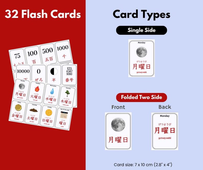 Japanese Flashcards - Numbers and Days (japanese Practice, Kanji ...