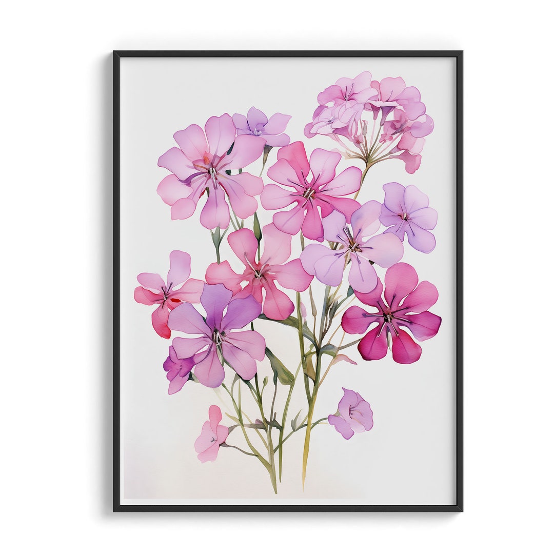 Watercolor Pink Phlox Printable Art | Digital Download, Flowers ...