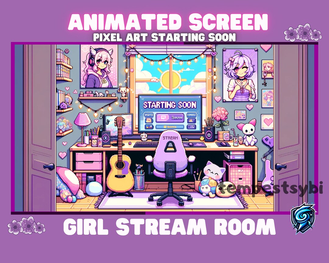 Animated Screen / Starting Soon Pixel Art / Overlay for Twitch / Gamer ...
