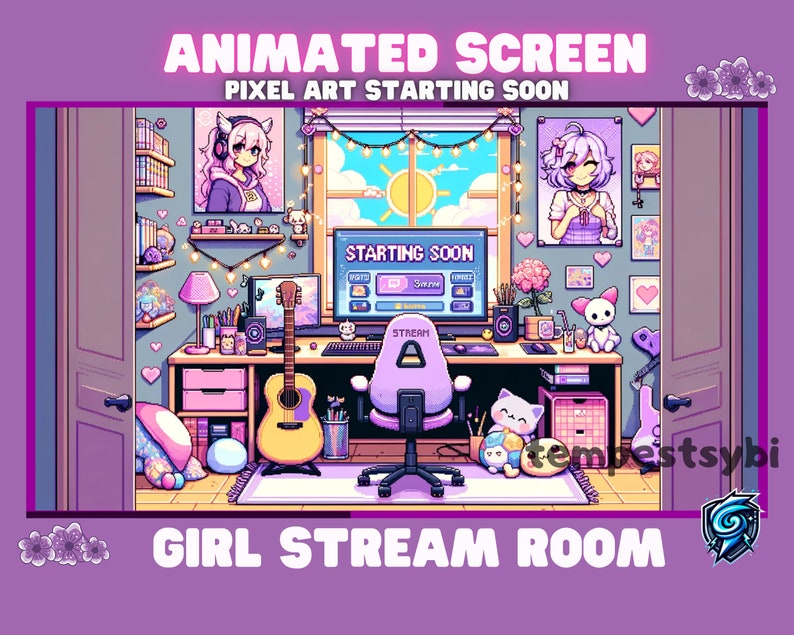 Animated Screen / Starting Soon Pixel Art / Overlay for Twitch / Gamer ...