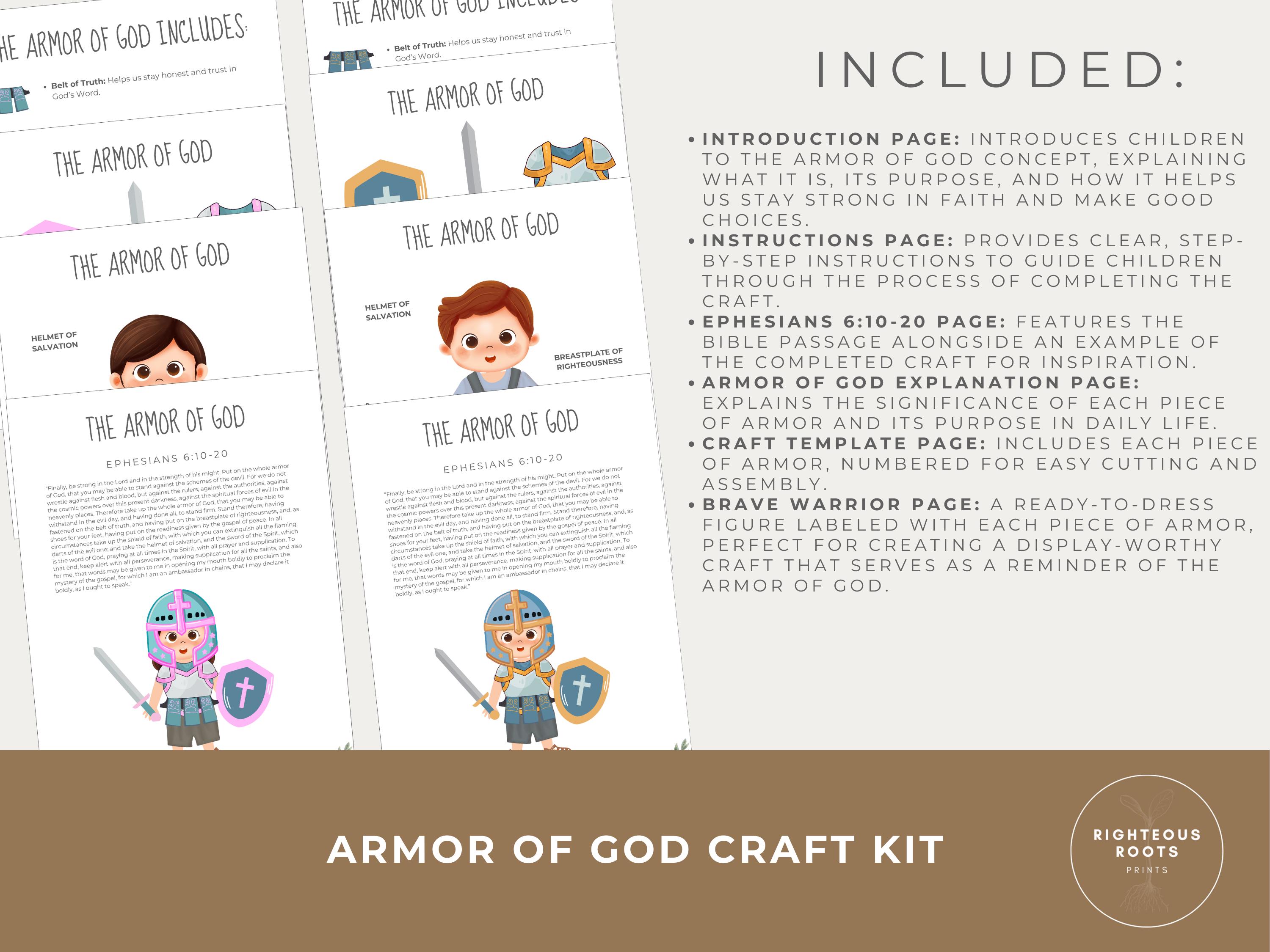 Armor of God Craft Kit, Bible Study for Kids, Homeschool Printable ...