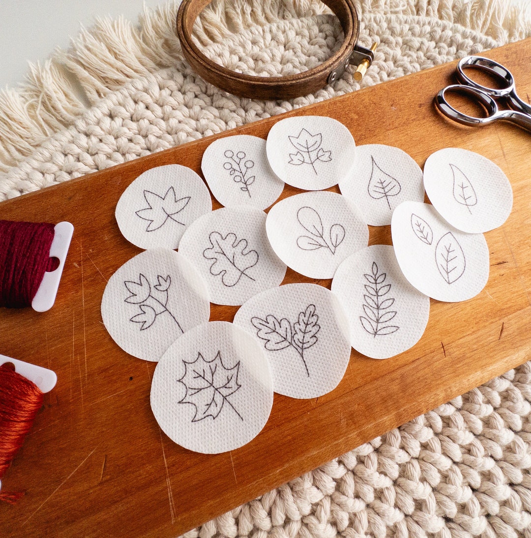 Mini Autumn Leaves Stick and Stitch Patterns for Hand Embroidery - Etsy