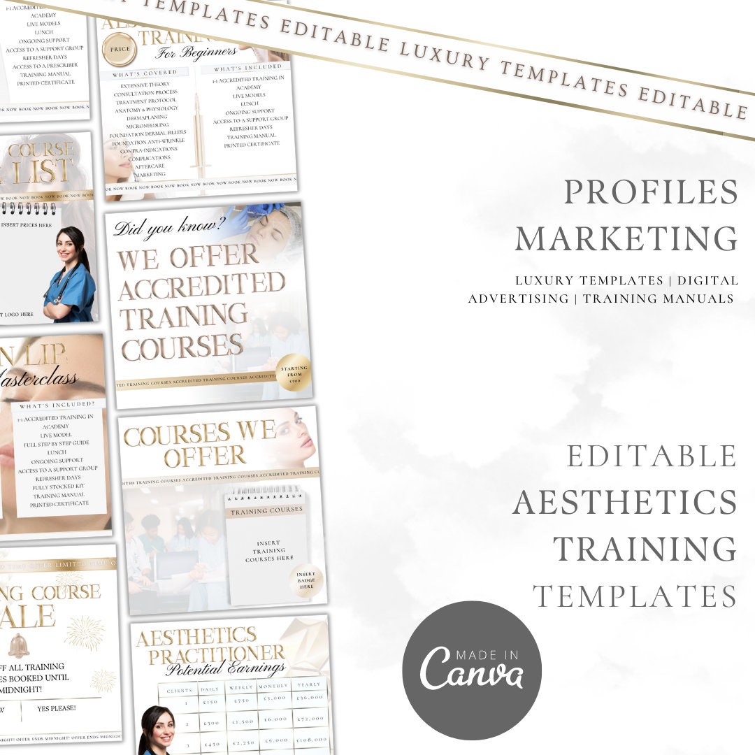 10 Luxury Rose Gold Aesthetics Academy Training Templates - Editable in ...