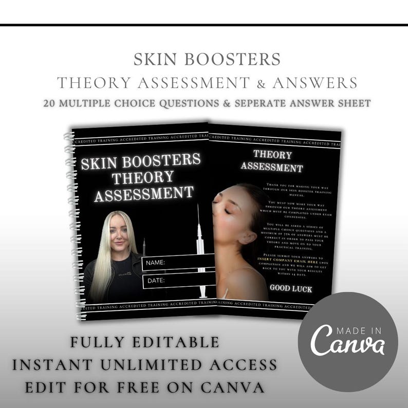 Fully Editable Skin Boosters Theory Assessment & Separate Answer Sheet ...