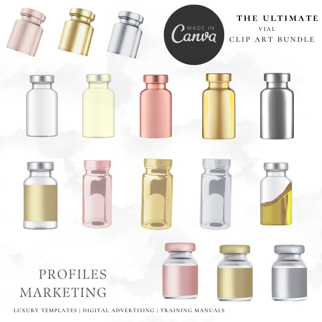 The Ultimate Vial Clip Art Bundle - Editable in Canva - Aesthetics ...