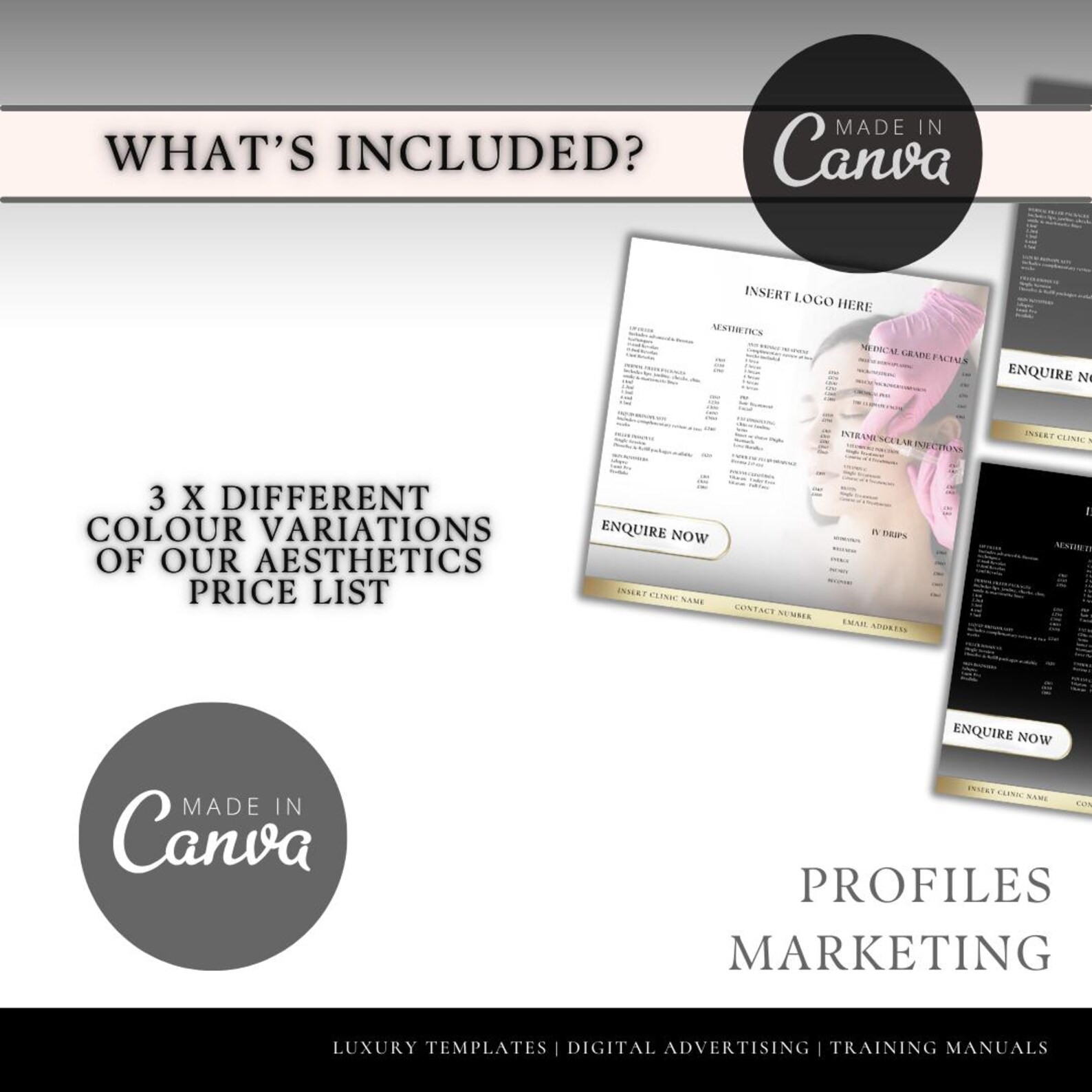 Aesthetics Social Media Price List: Editable Canva Template (digital ...