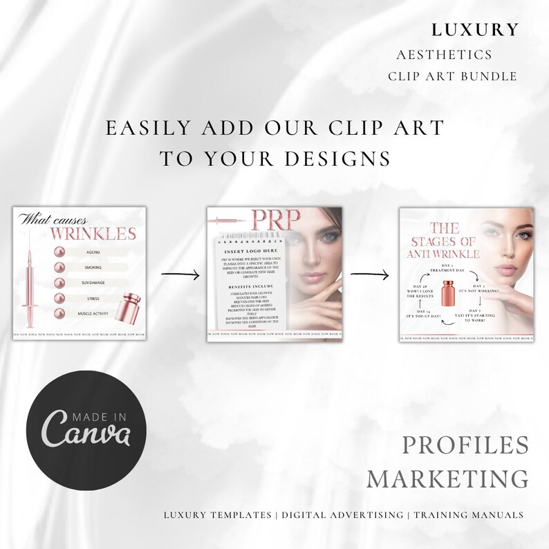 Luxury Rose Gold Aesthetics Clip Art Bundle | Illustrations Graphic Design - Editable in Canva ...