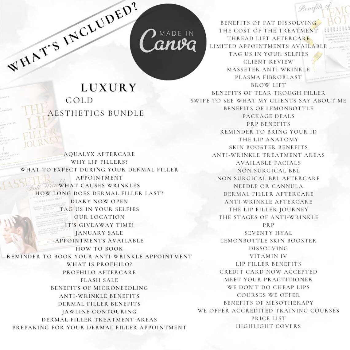 The Ultimate Luxury Gold Aesthetics Bundle - 60 Editable Social Media ...