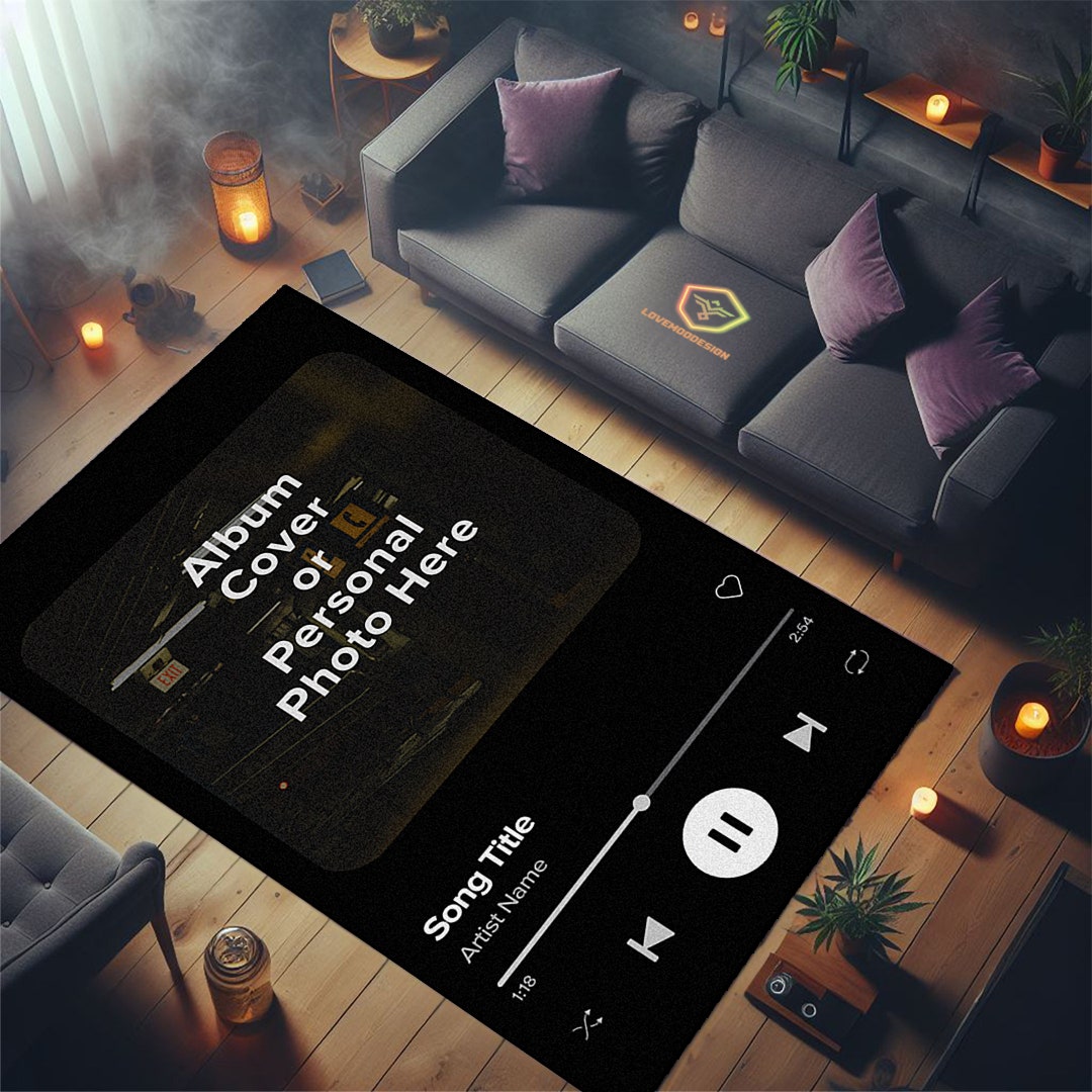 Personalized Spotify Rug, Customizable Digital Music Streaming Area Rug ...