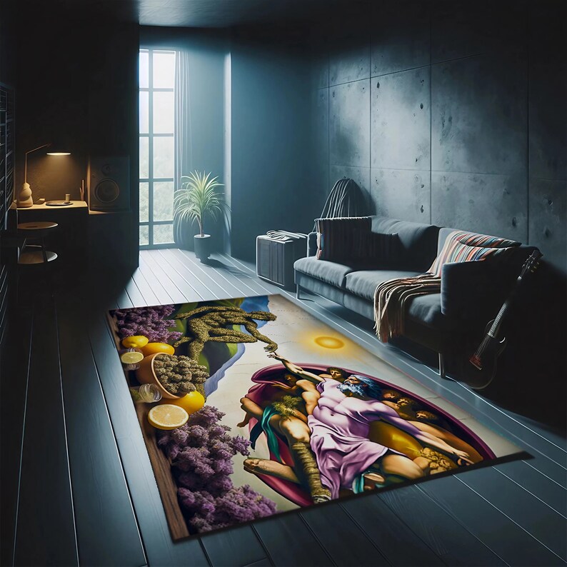 Creation of Adam Weed Rug, Weed Room Decor, Green Plant Rug ...