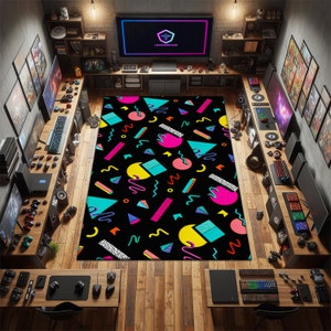 Retro Arcade Area Rug: 80s 90s Trippy Accent Rug - Etsy