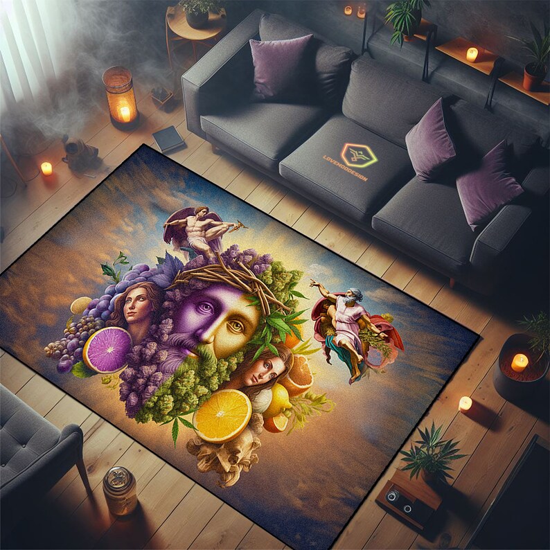 Creation of Adam Weed Rug, Weed Room Decor, Green Plant Rug ...