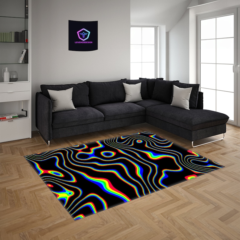 Glitch Rug, Colorful Rug, Illustration Rug, Trippy Rug, Optical ...