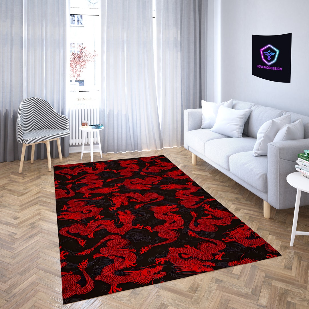 Dragon Rug, Dragon Pattern Rug, Customized Rug, Family Gift, Living ...