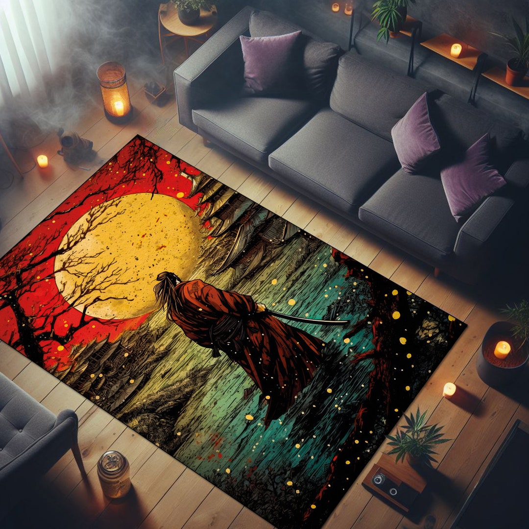 Samurai Rug, Japanese Culture Rugs, Anime Rug, Home Decor Rug, Game Rug ...