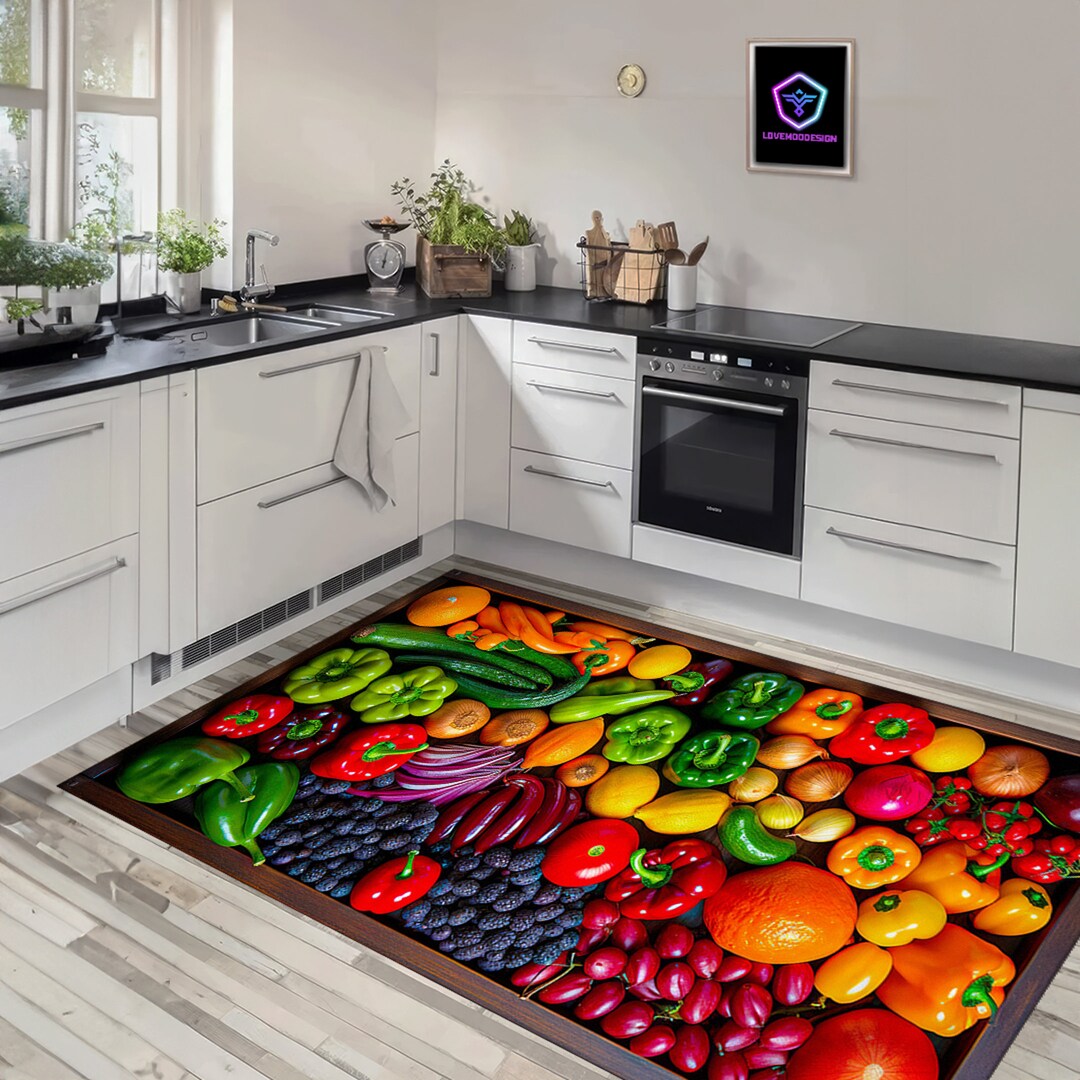 Mixed Fruit Rug, Forest Fruit Rug,fruit Rug, Kitchen Rug, Vegetable Rug ...