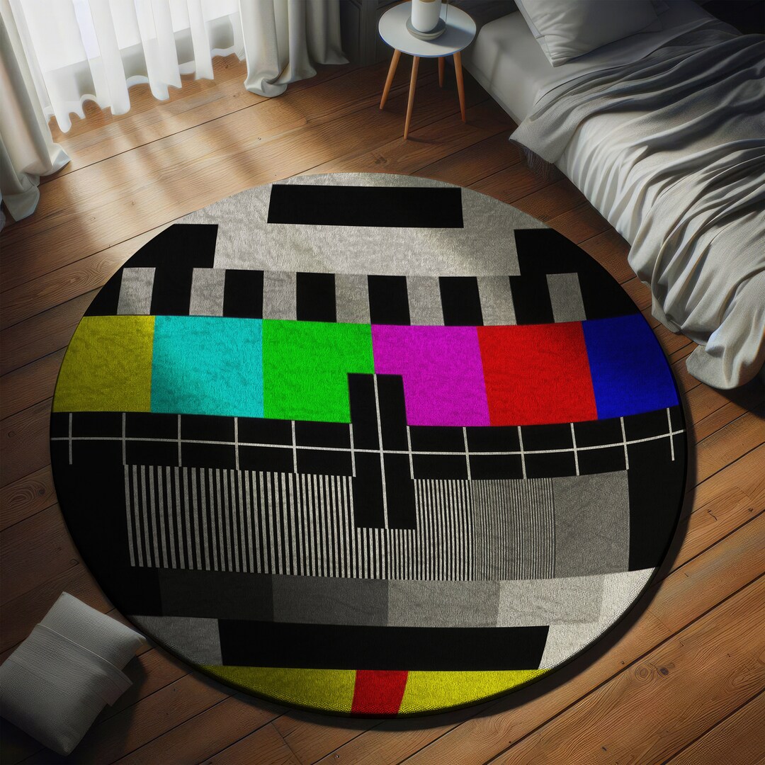 No Signal Rug, Tv Tester Circle Rug, Modern Carpet for Living Room ...