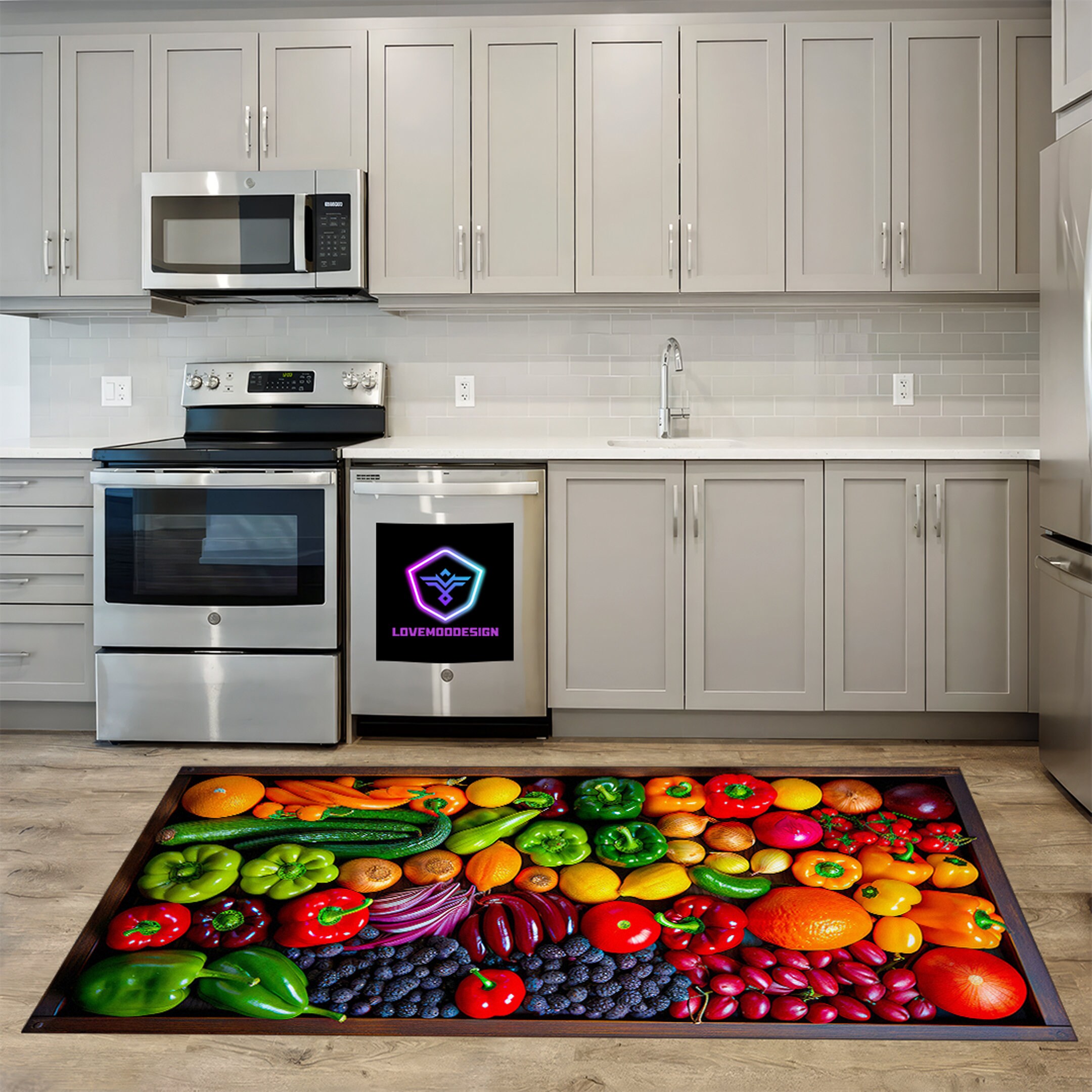 Mixed Fruit Rug, Forest Fruit Rug,fruit Rug, Kitchen Rug, Vegetable Rug ...