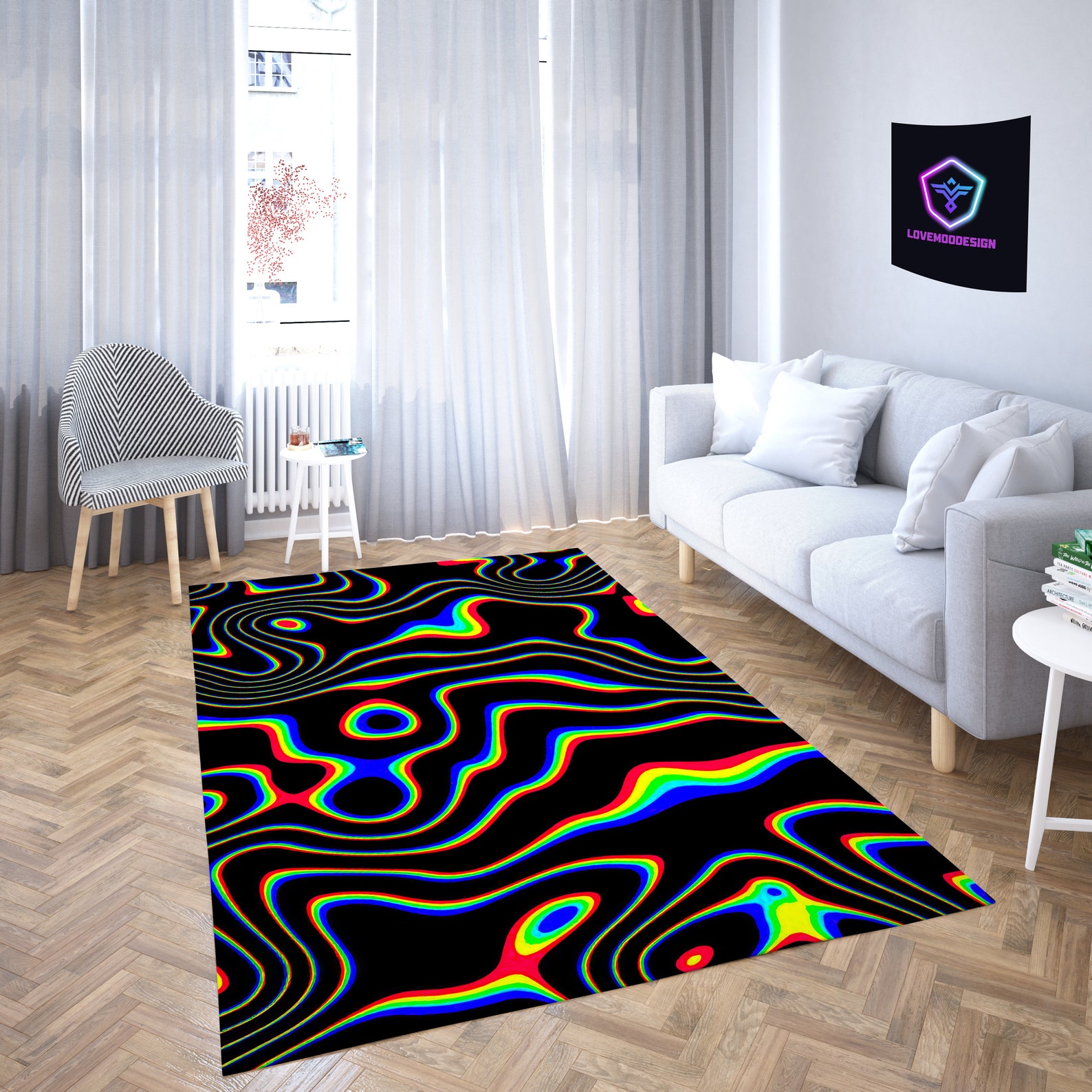 Glitch Rug, Colorful Rug, Illustration Rug, Trippy Rug, Optical ...