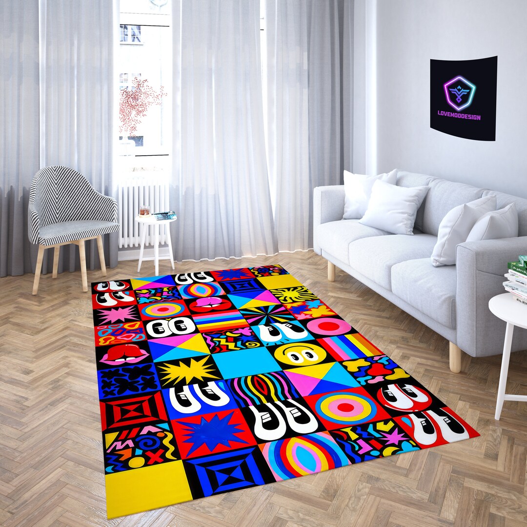 Lsd Rug, Abstract Rug,trippy Rug, Living Room, Area, Modern Rug, Home ...