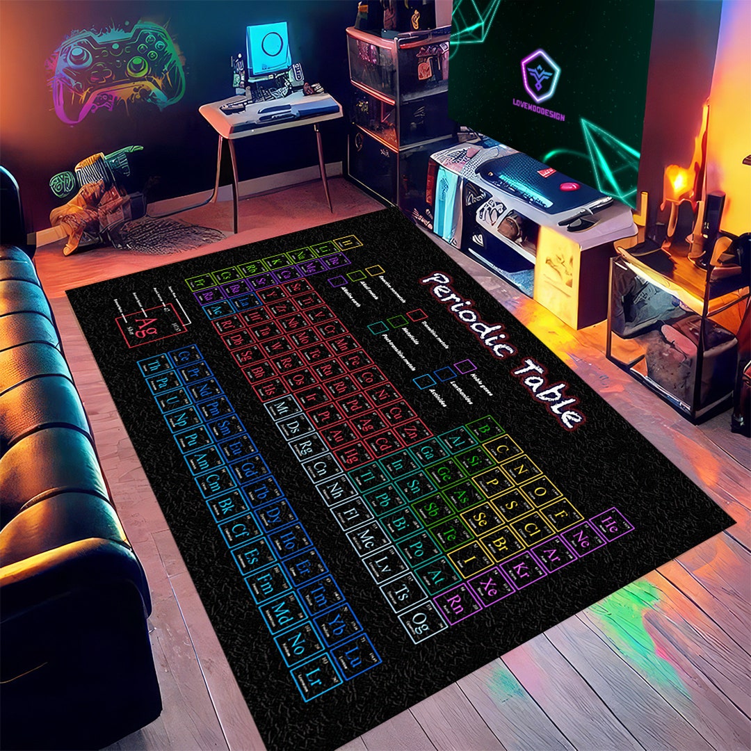 Periodic Table Area Rug: Washable Velvet Printed Carpet - Etsy