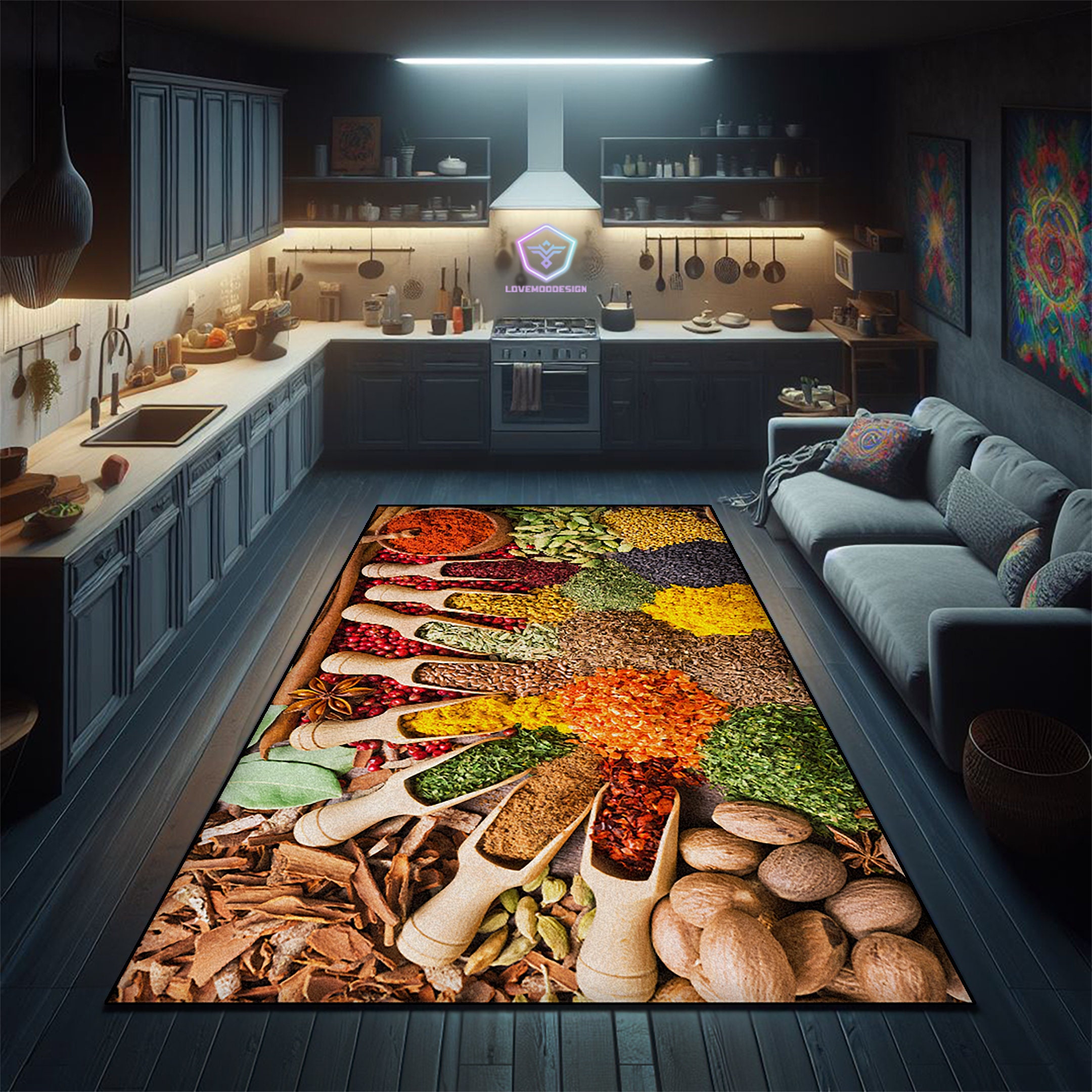 Vibrant Spices Kitchen Rug: Non-slip, Machine Washable - Etsy