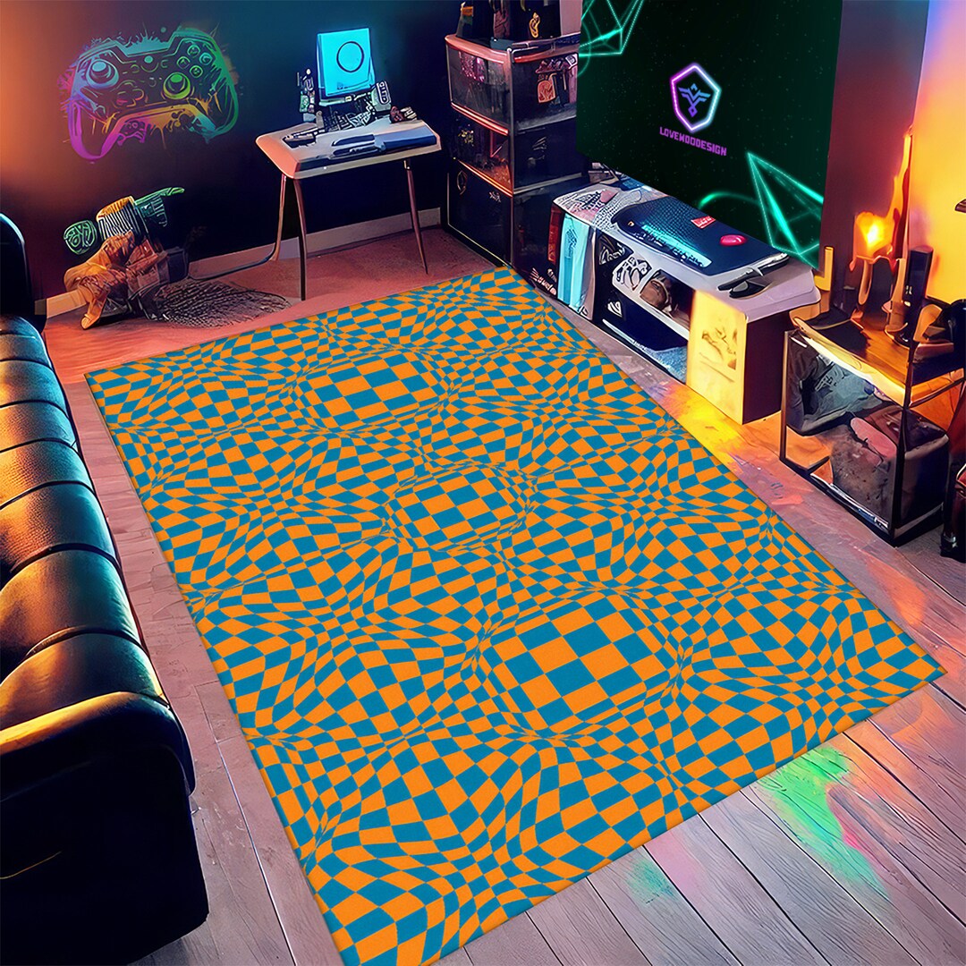 Optical Illusion Rug, Psychedelic Rug, Rectangular Illusion Rug, Vortex ...