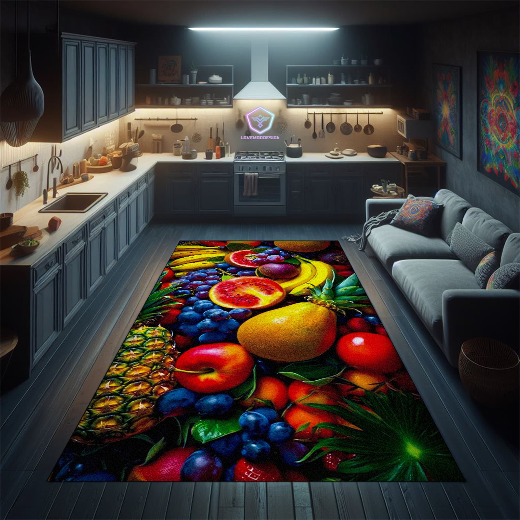 Mixed Fruit Rug, Forest Fruit Rug,fruit Rug, Kitchen Rug, Kitchen Decor ...