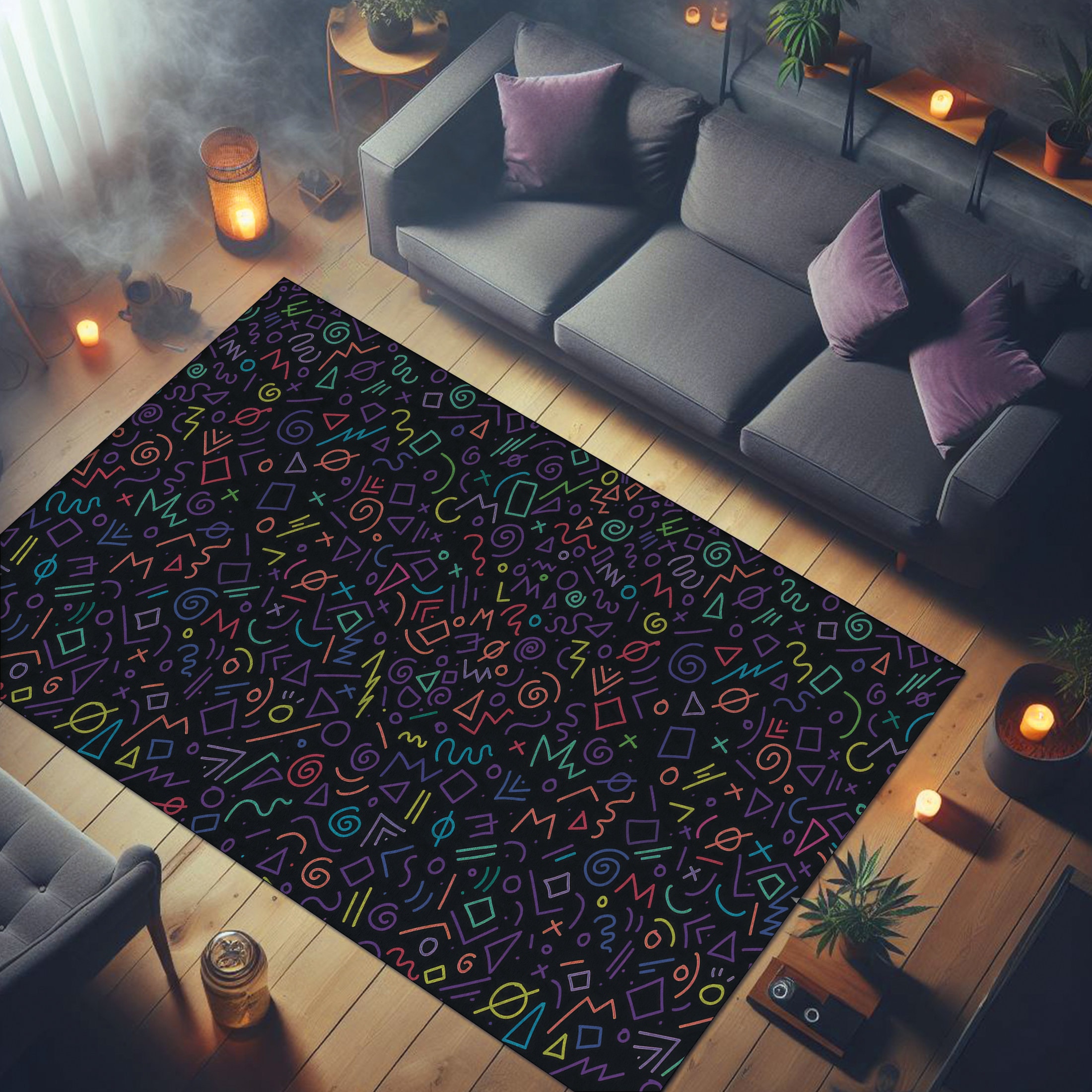 Arcade Carpet, Colorful Trippy Area Rug, 80s 90s Accent Floor Mat, Game ...