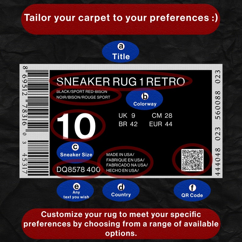 Sneaker Rug, Customize Your Label, Sneakerhead Hypebeast Home Decor ...