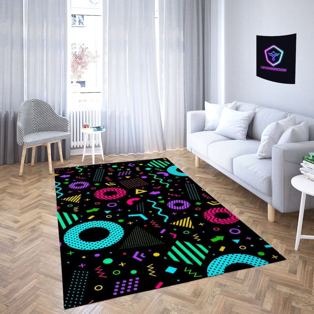 Arcade Stars Rug, Bowling Alley Carpet, Arcade Bar Carpet, Retro Rug ...