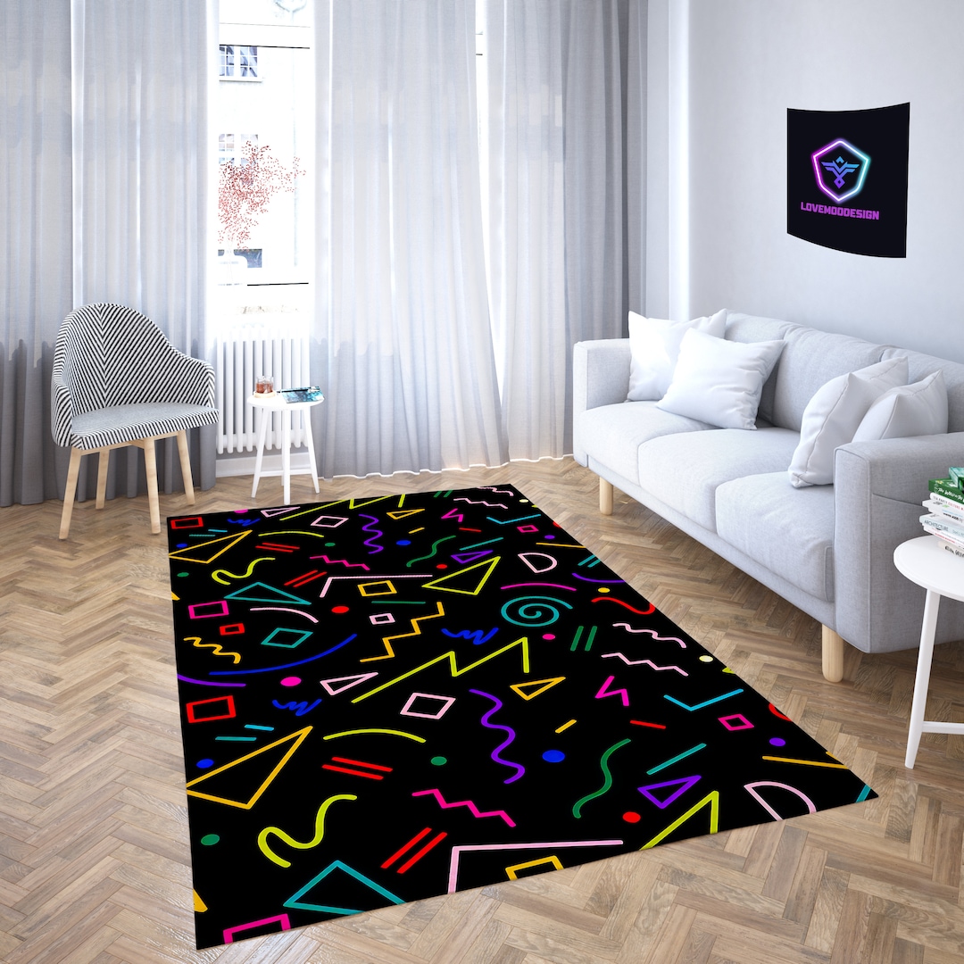 Arcade Stars Rug, Bowling Alley Carpet, Arcade Bar Carpet, Retro Rug ...