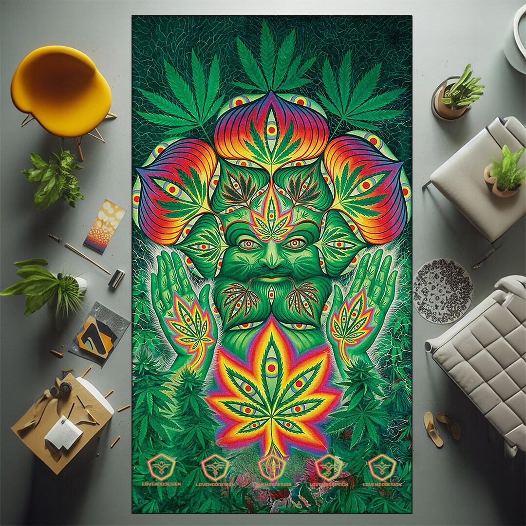 Weed Rug, Weed Room Decor, Green Plant Rug, Personalized Gift Marijuana ...