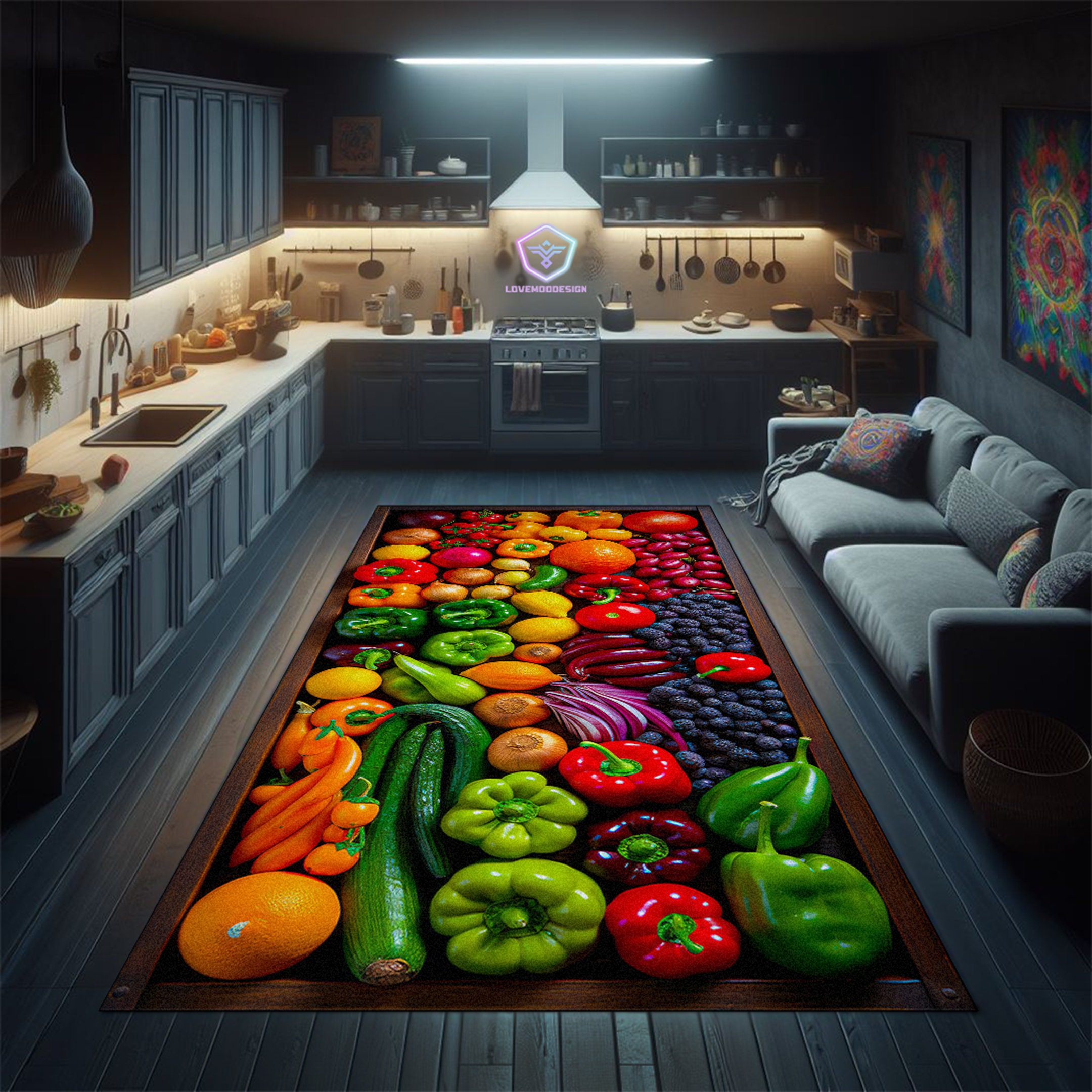 Mixed Fruit Rug, Forest Fruit Rug,fruit Rug, Kitchen Rug, Vegetable Rug ...