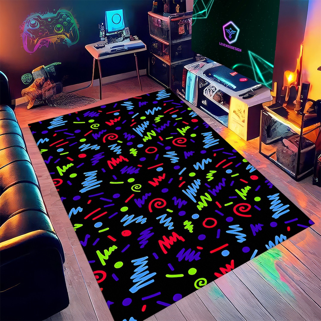 Arcade Rug, Arcade Room Decor, Retro Arcade Rug, 90s Arcade Decor ...