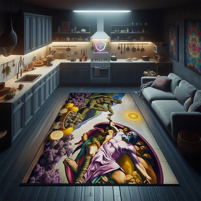 Creation of Adam Weed Rug, Weed Room Decor, Green Plant Rug ...