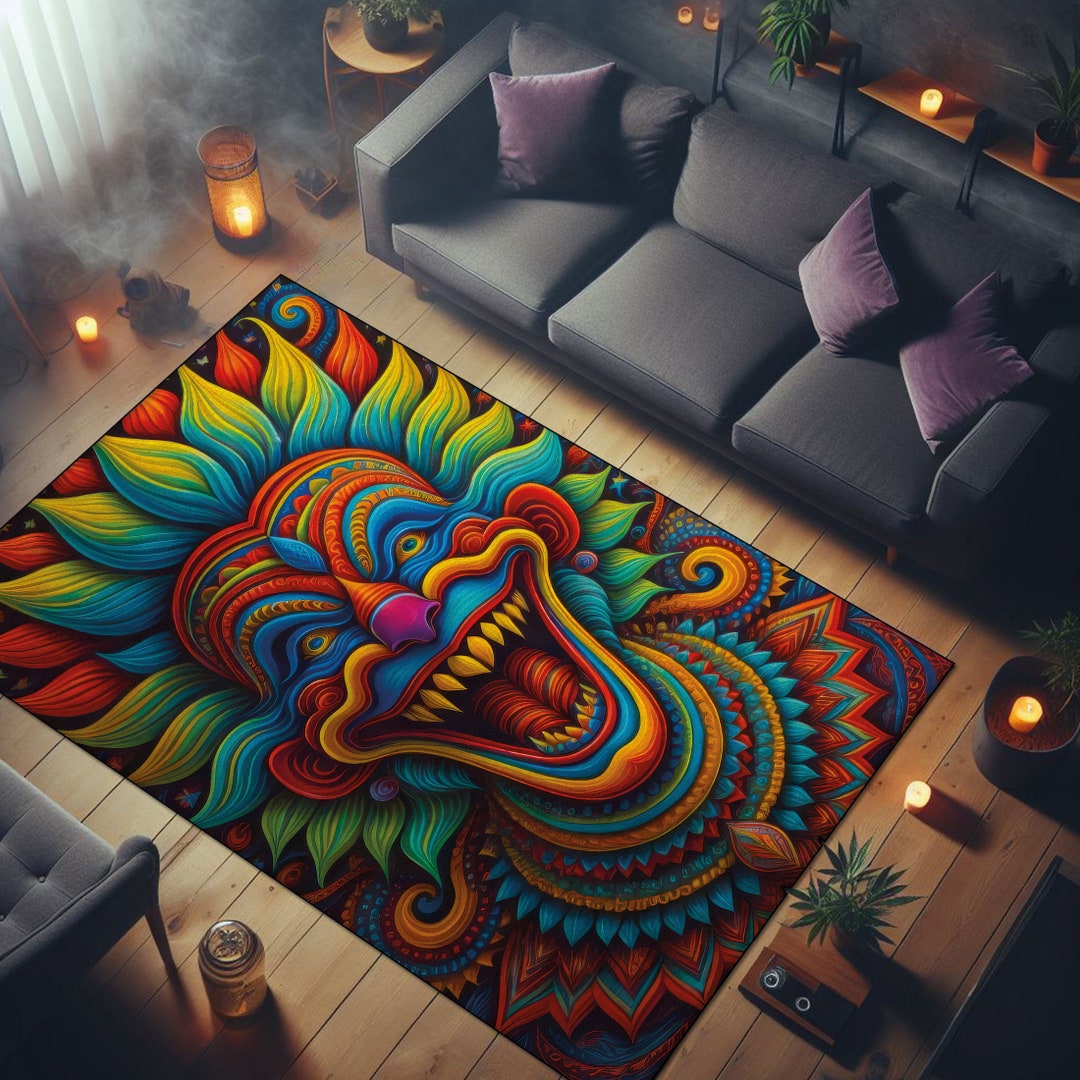 Psychedelic Trippy Rug, Colorful Clown Rug, Optical İllusion Rug ...