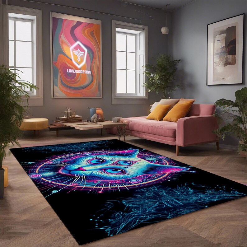 Blue Cat Eye Carpet, Colorful Ethnic Room Decor,boho Rug, Living Room ...