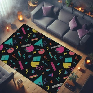 Retro Arcade Area Rug: 80s 90s Trippy Accent Rug - Etsy