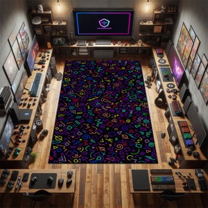 Arcade Carpet, Colorful Trippy Area Rug, 80s 90s Accent Floor Mat, Game ...