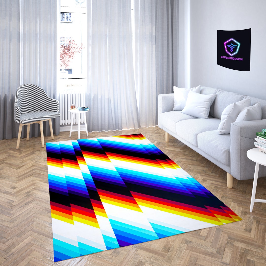 Glitch Rug, Colorful Rug, Illustration Rug, Trippy Rug, Optical ...