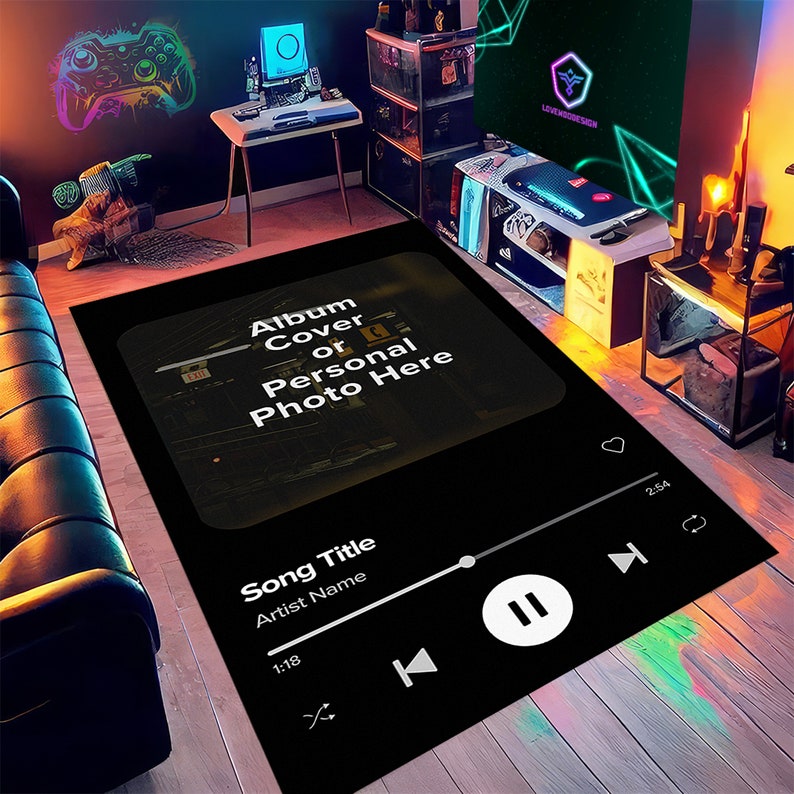 Personalized Spotify Rug, Customizable Digital Music Streaming Area Rug ...
