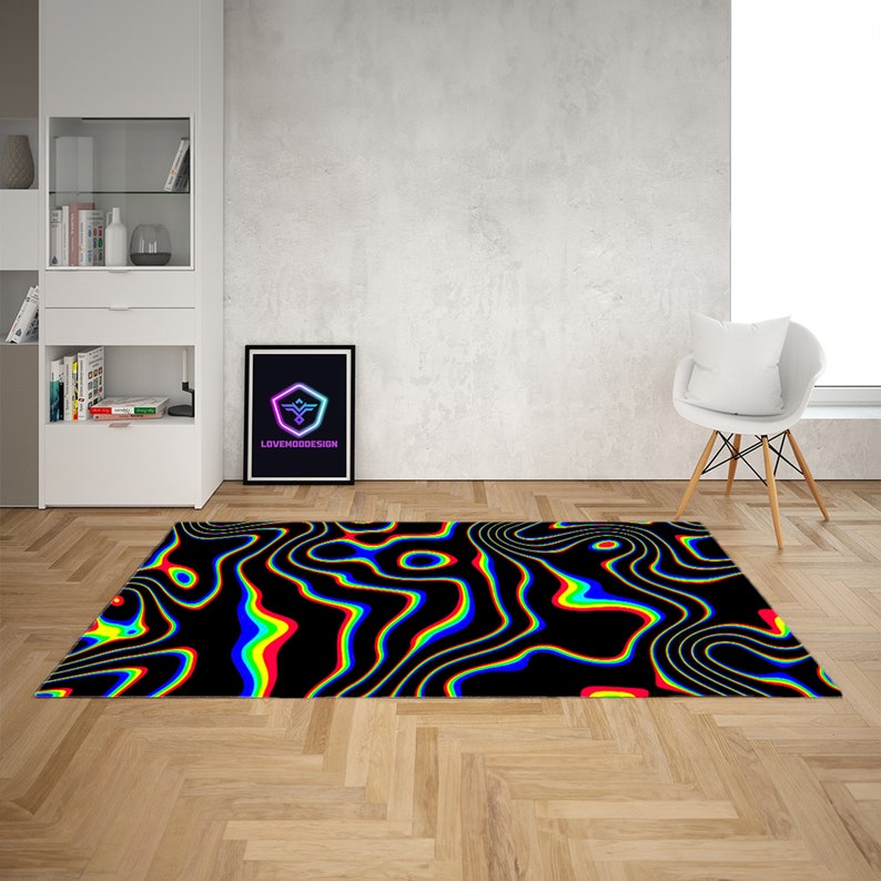 Glitch Rug, Colorful Rug, Illustration Rug, Trippy Rug, Optical ...