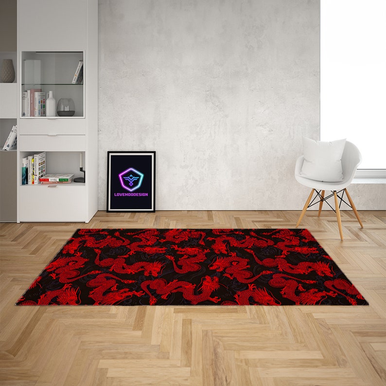 Dragon Rug, Dragon Pattern Rug, Customized Rug, Family Gift, Living ...