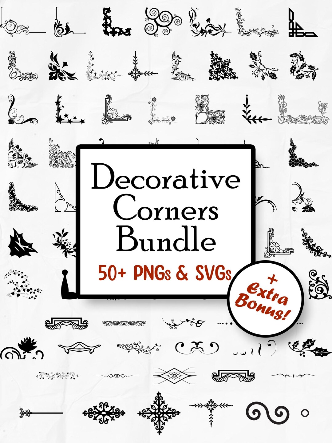 Decorative Corners Bundle – 50+ PNG & SVG | Ornamental Frame Accents ...