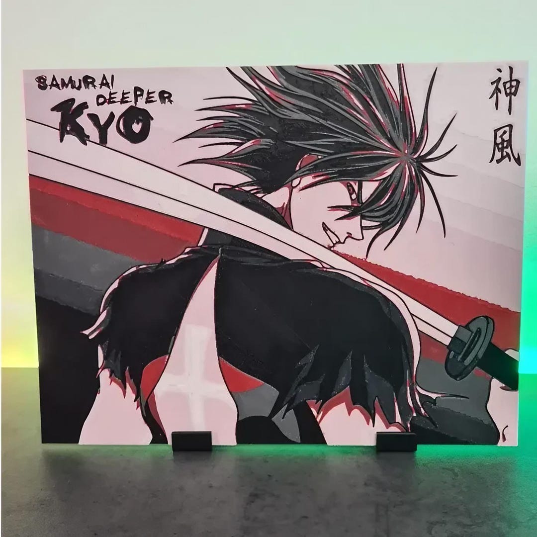 Samurai Deeper Kyo Hueforge – Red Samurai Anime Art Panel – Bold Manga ...